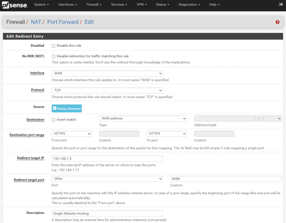 How to Host a Single Website Behind a pfSense Firewall - Contrado Digital
